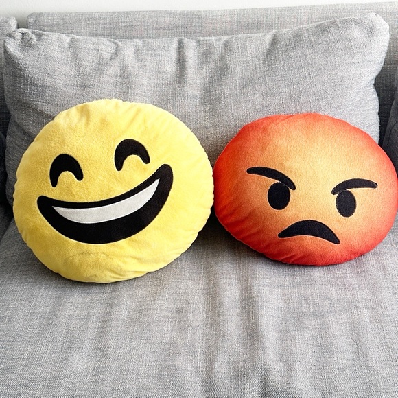 Other | Emoji Smiley And Angry Face Plush Pillows | Poshmark